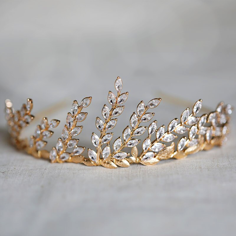 Valeria Golden Bridal Tiara Crown – LC&B Bridal